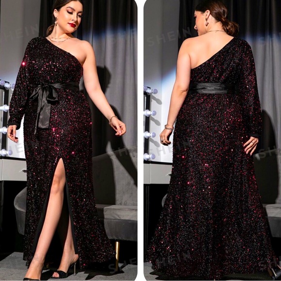 Wedding | Dresses | Nwt Beautiful Full Sequence Long Black Sparkling ...